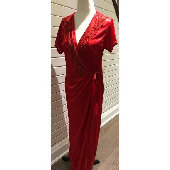 Rambha | Intimates & Sleepwear | Vintage Sheer Nylon Lace Red Side Bow ...